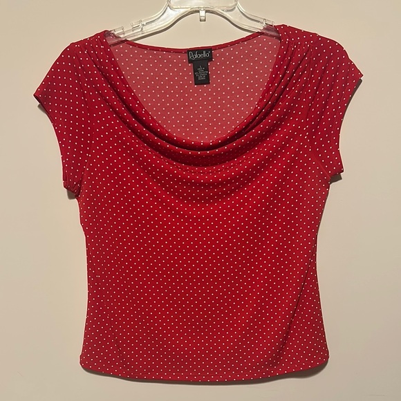 Rafaella | Tops | Rafaella Red Blouse With White Dots | Poshmark